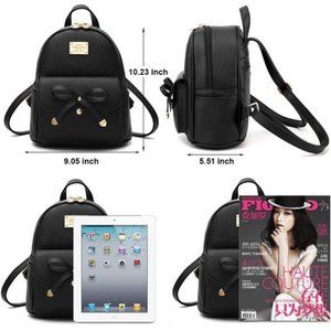 Bags | Cute Mini Leather Backpack Fashion Black | Poshmark